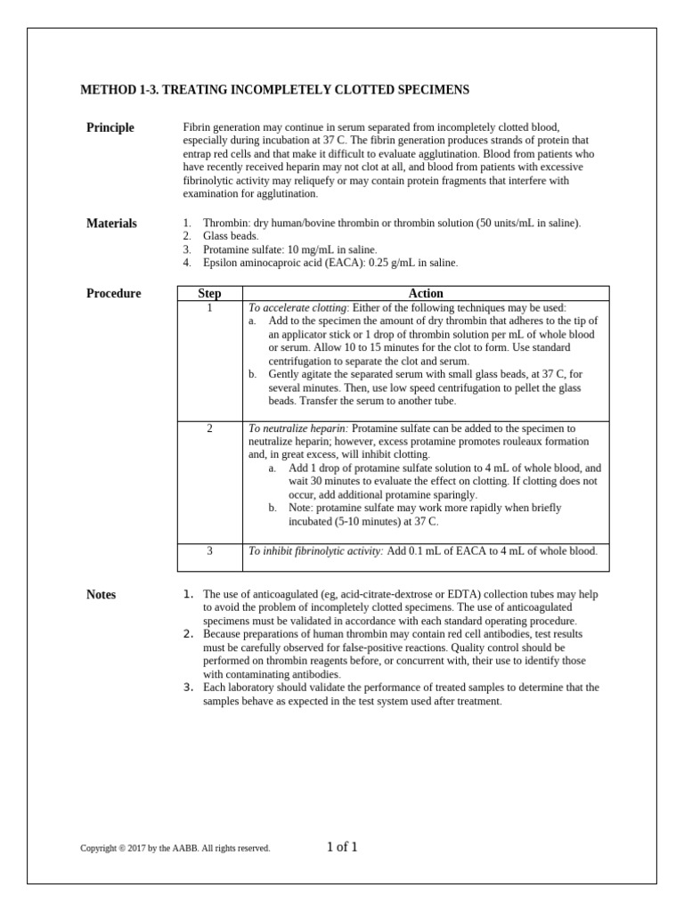 1-3 Treating Incompletely Clotted Specimens | PDF | Coagulation | Thrombus