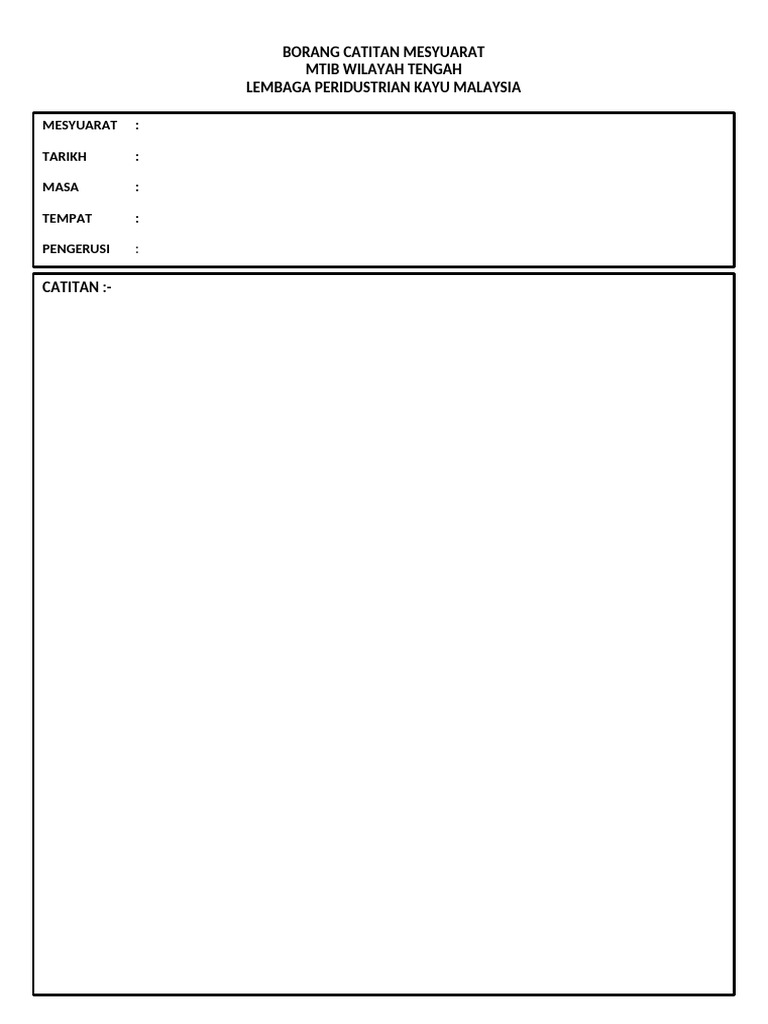 Borang Catitan Mesyuarat | PDF