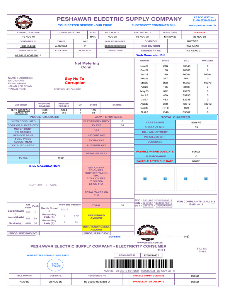 September 23 Pesco Online Bill.pdf | PDF | Taxes | Value Added Tax