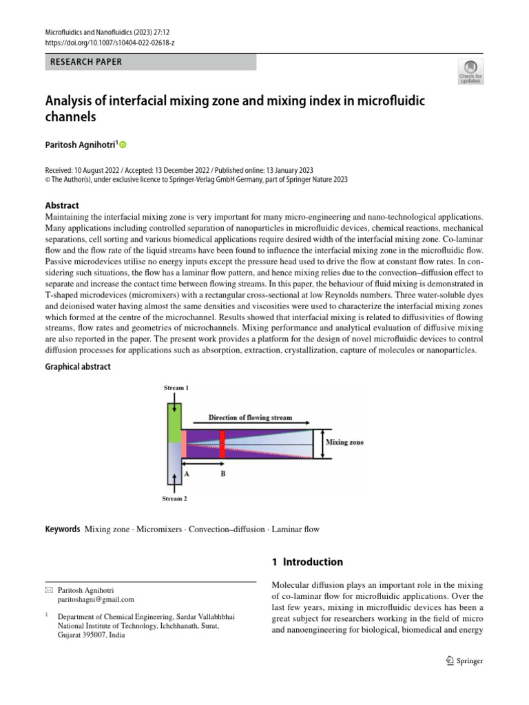 Analysis of interfacial mixing zone and mixing index in microfluidic channels jan23 | PDF ...