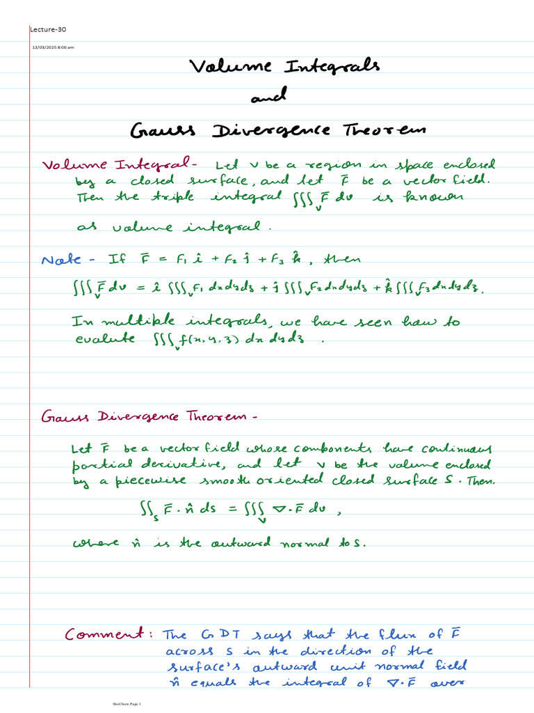 Volume Integral (Gauss Divergence) | PDF
