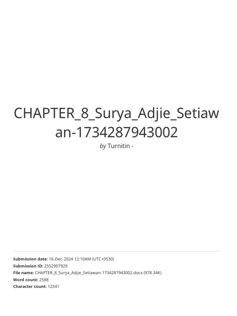 Chapter 8: Surya Adjie Setiawan Analysis | PDF