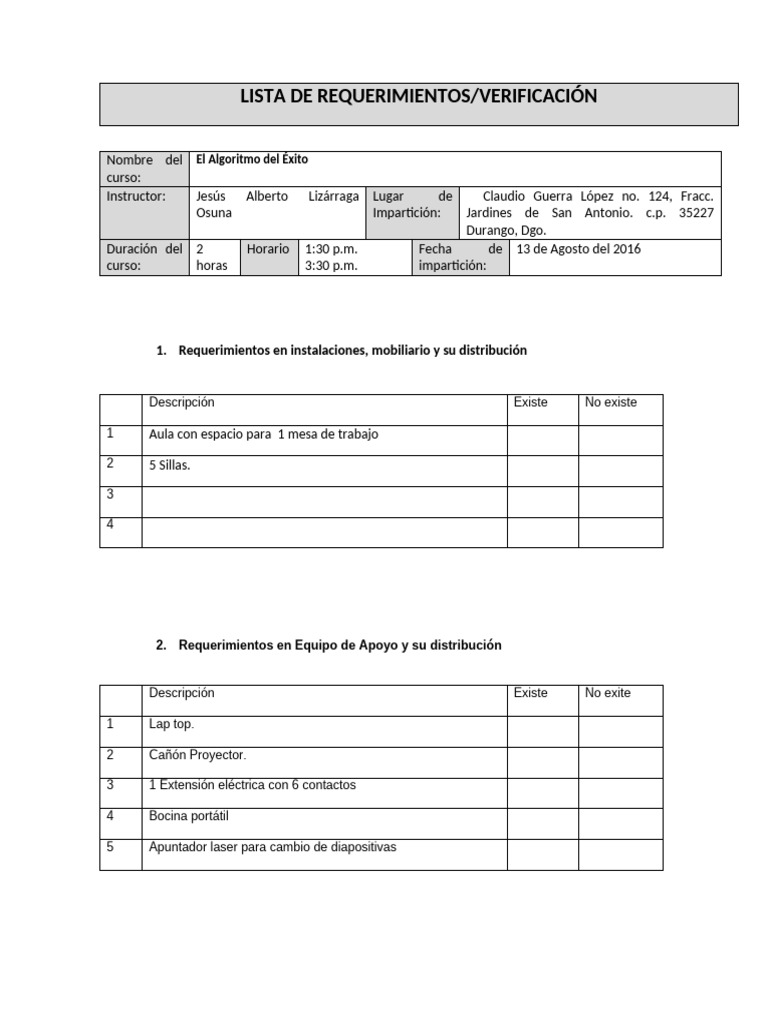 Lista de Requerimientos | PDF