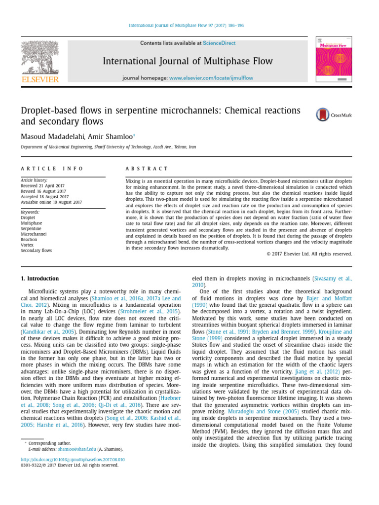 Droplet-Based Flows in Serpentine Microchannels Chemical Reactions and ...
