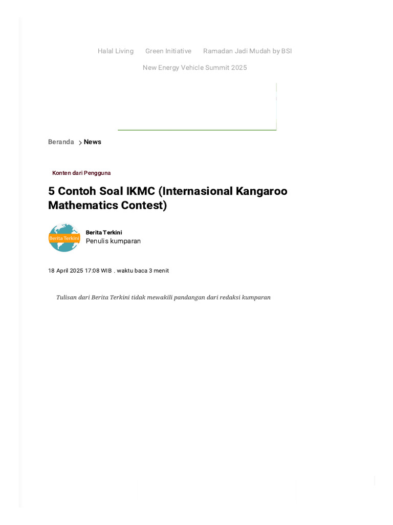 5 Contoh Soal IKMC (Internasional Kangaroo Mathematics Contest ...