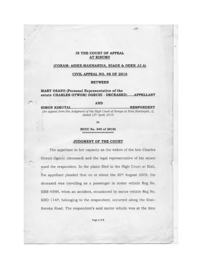 Judgment Civil Appeal No. 48 of 2016 | PDF