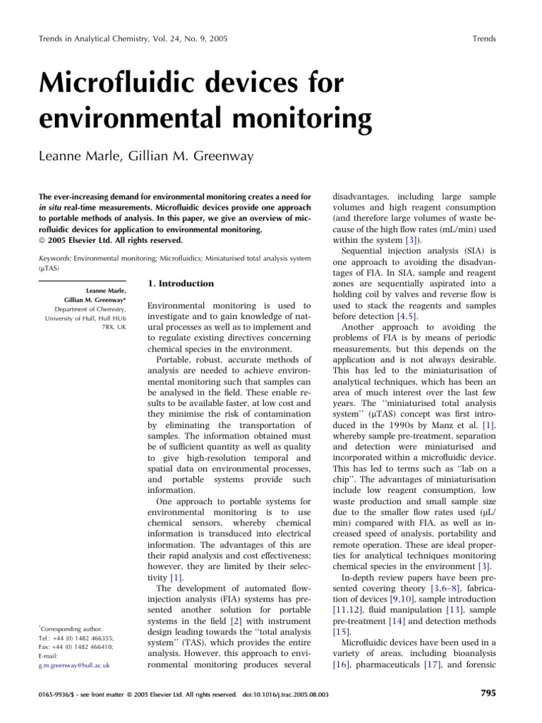 Microfluidic Devices For Environmental Monitoring | PDF | Microfluidics ...