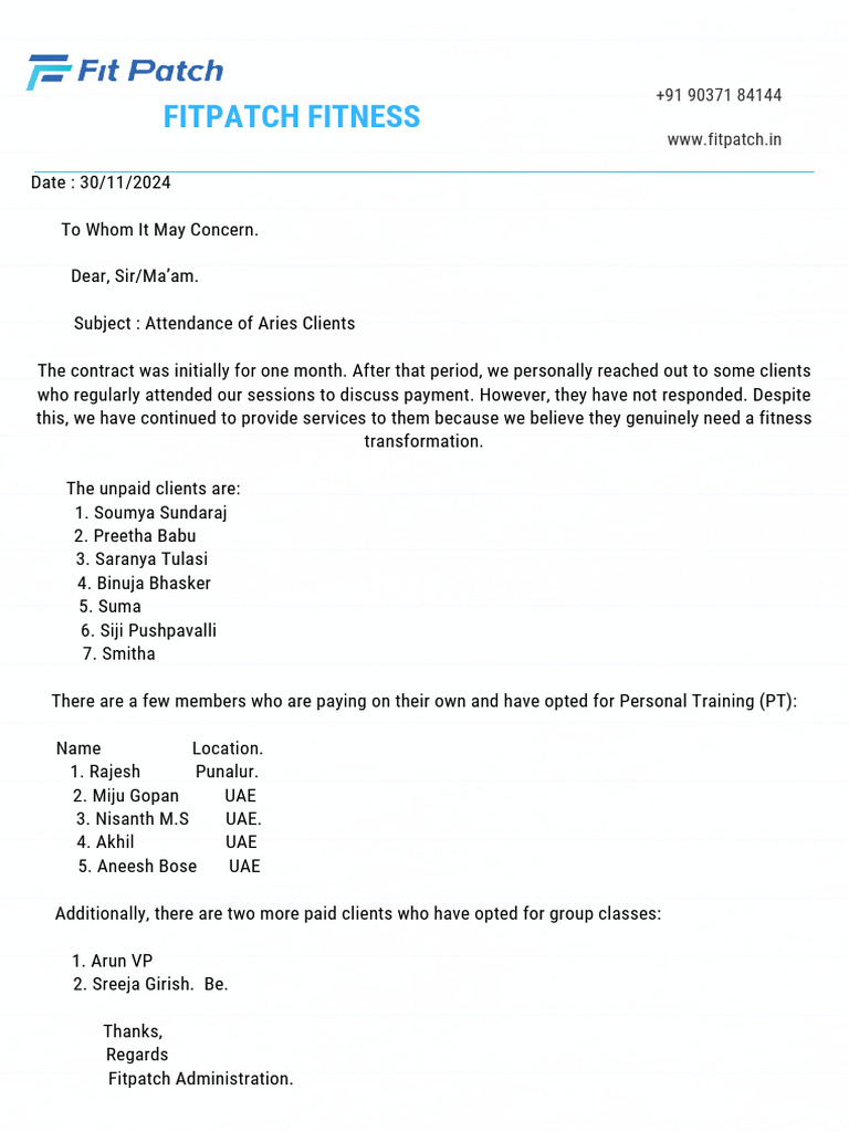 Aries Client Attendance Report | PDF