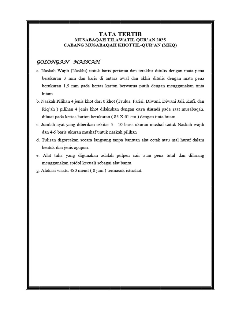 Khot Tartib 2025 Di Uban | PDF