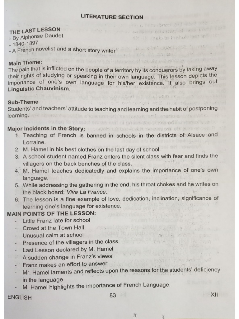 The Last Lesson | PDF