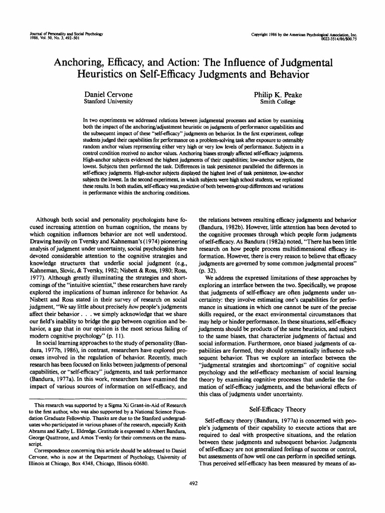 Anchoring, Efficacy, and Action: The Influence of Judgmental Heuristics ...