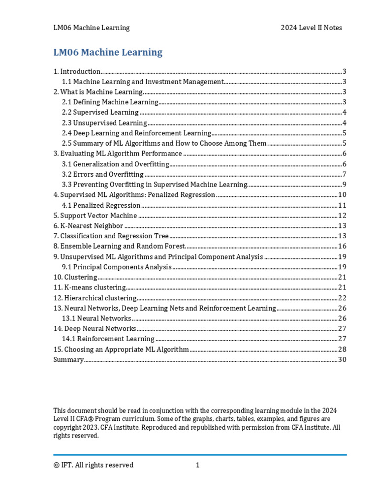 LM06 Machine Learning IFT Notes | PDF | Machine Learning | Principal ...
