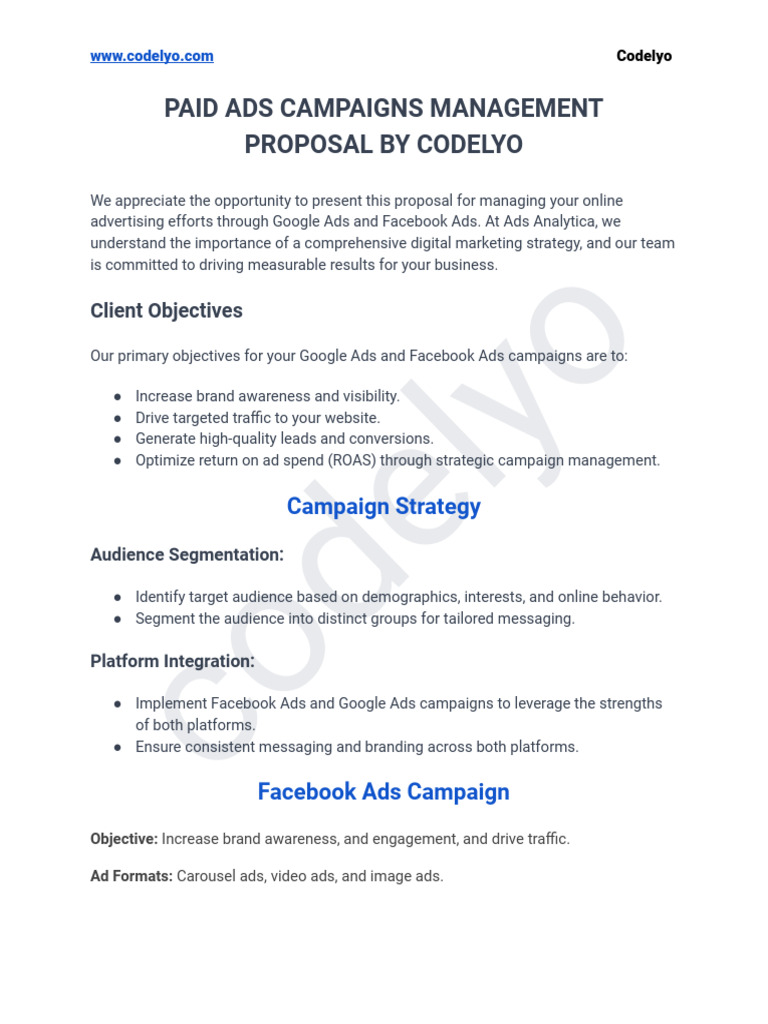 Codelyo Paid Ads Management Proposal | PDF | Advertising | Digital ...