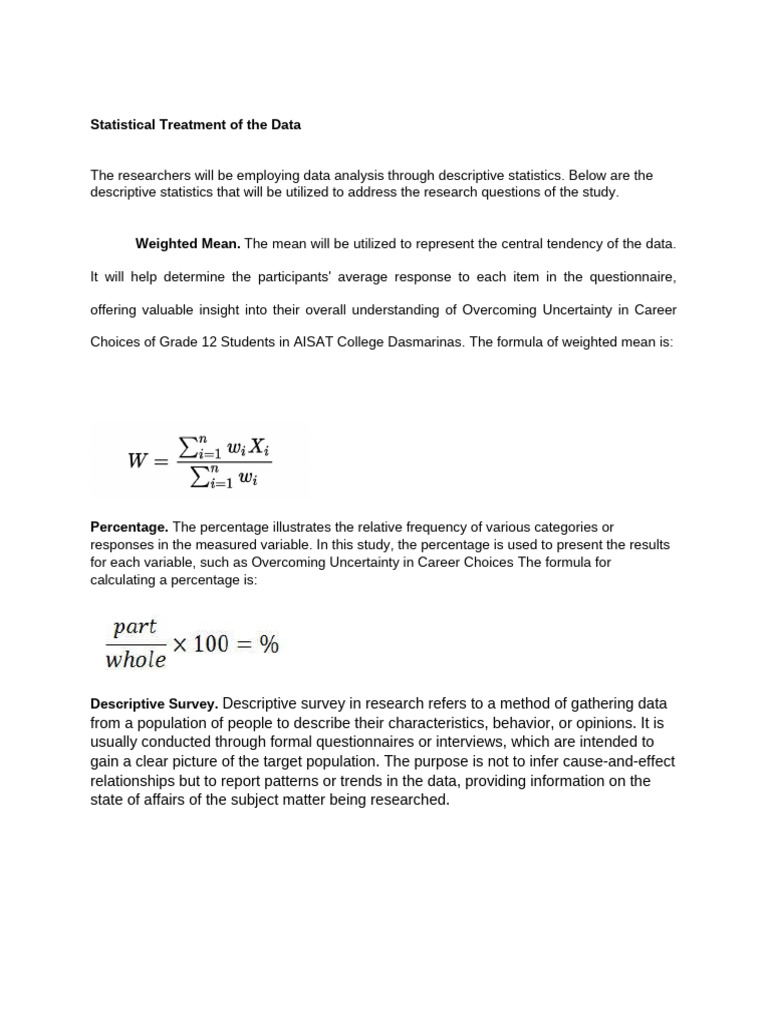 Statistical Treatment of The Data1 | PDF | Statistics | Survey Methodology