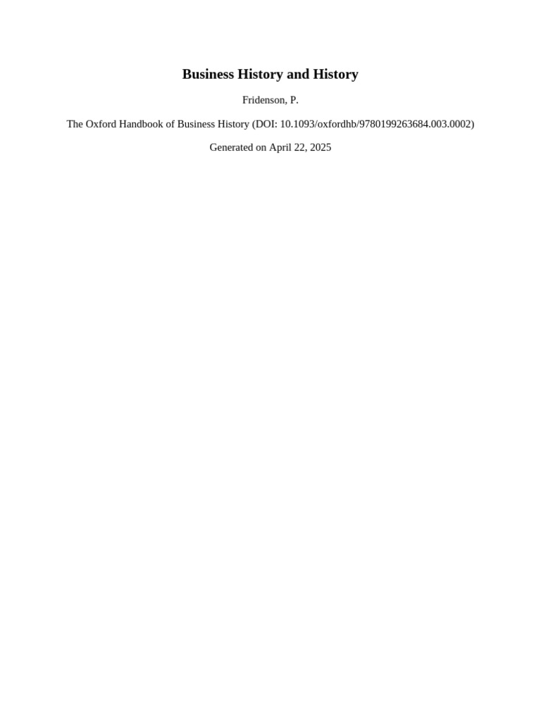 Evolution of Business History Studies | PDF