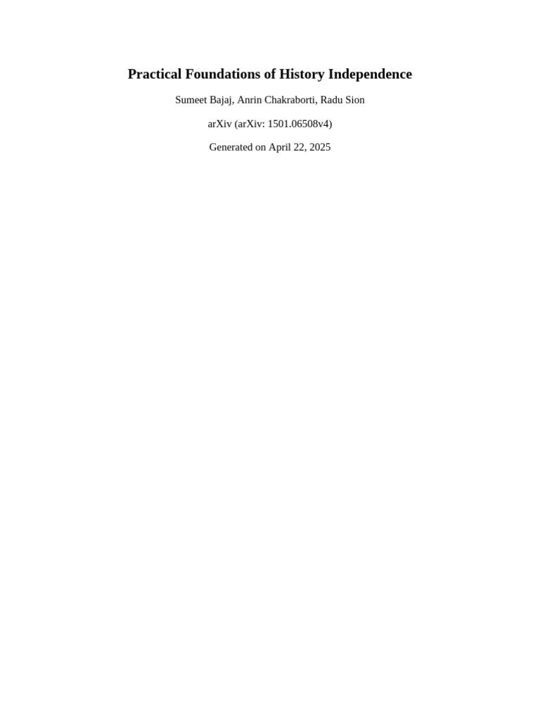Practical Foundations of History Independence | PDF | Input/Output ...