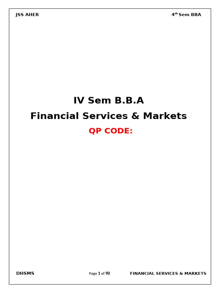 Financial Services FM3 - Notes | PDF | Securities (Finance ...