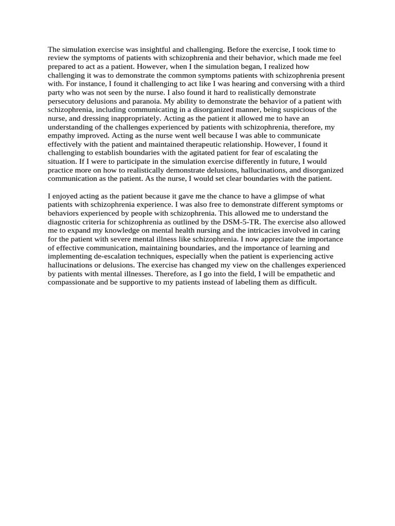 Psych Simulation Reflection. | PDF