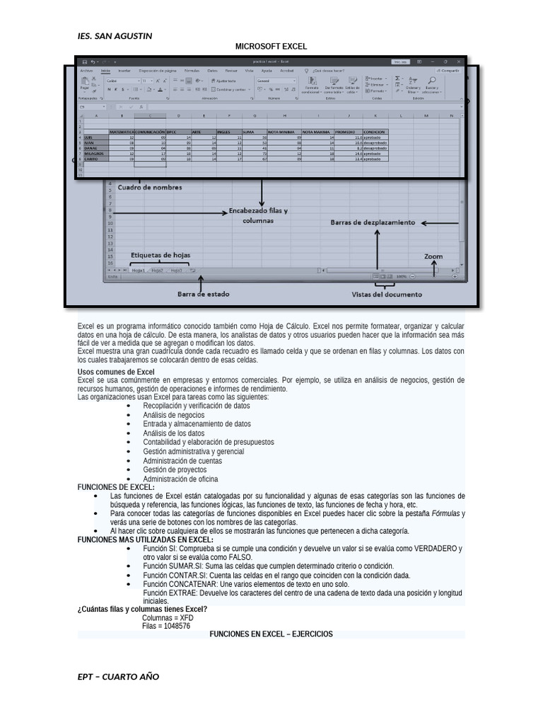 Microsoft Excel Teoria 1 | PDF | Microsoft Excel | Hoja de cálculo