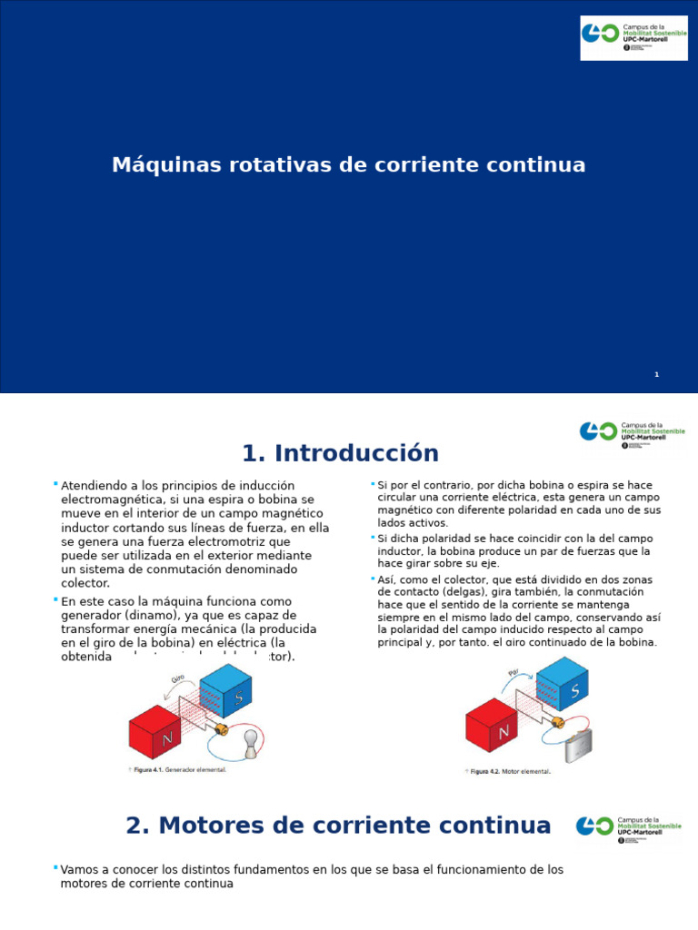Maquinas Rotativas de Corriente Continua | PDF | Inductor | Corriente eléctrica