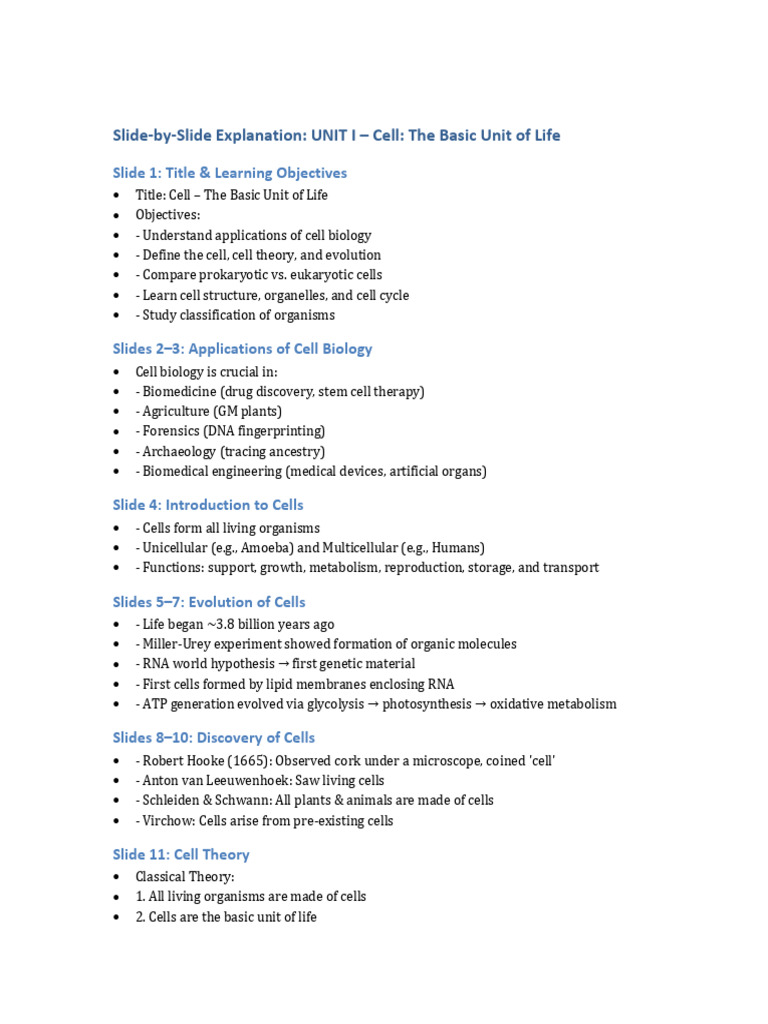 Slide by Slide Explanation Cell Biology | PDF | Cell (Biology) | Mitosis