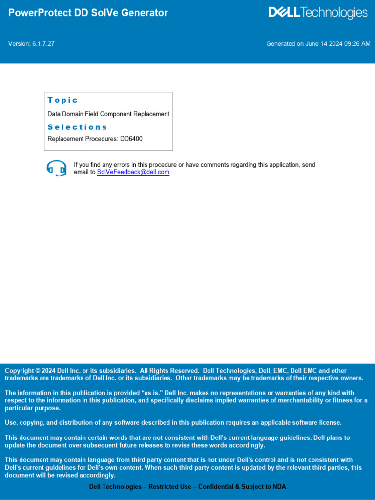 PowerProtect DD - Data Domain Field Component Replacement-Replacement ...