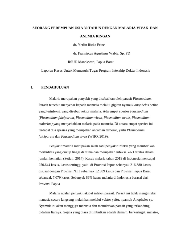 Lapkas Malaria Dan Anemia Ringan | PDF
