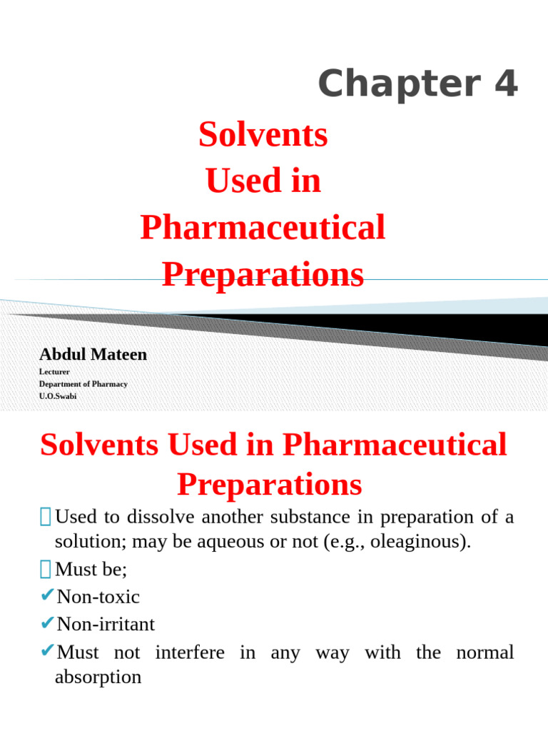 Chapter 4 Solvents Used in Preparations Me | PDF | Polyethylene Glycol ...