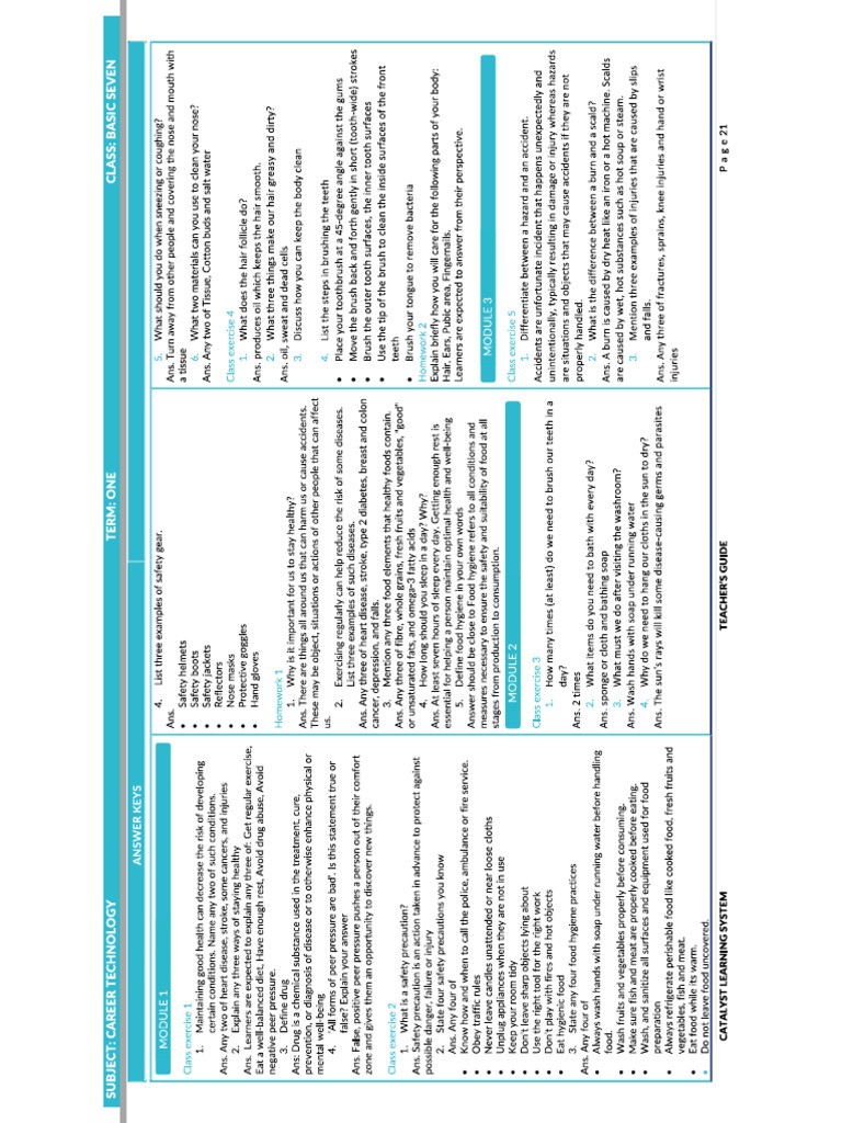 4 AVA CAREER TECHNOLOGY 1st Term LESSON PLAN TERM 1 BASIC 8 | PDF