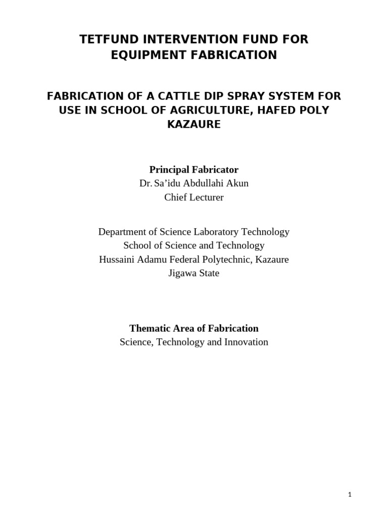 Cattle Dip Spray System for Hafed Poly | PDF | Agriculture | Photovoltaics