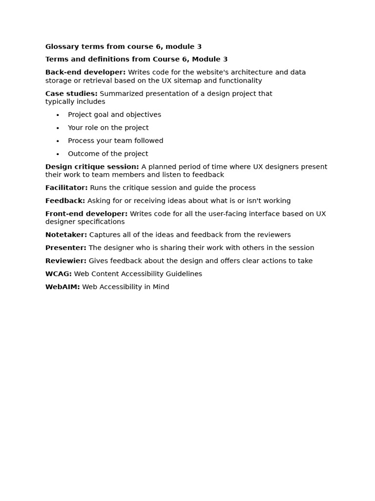 Course 6 Module 3 Glossary Terms | PDF
