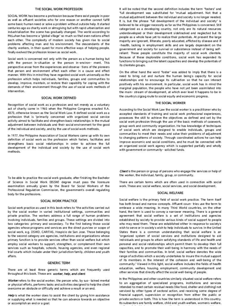 The Social Work Profession | PDF | Social Work | Psychosocial