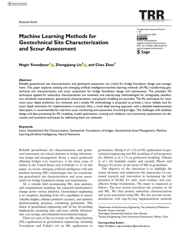 Machine Learning Methods For Geotechnical Site Characterization and ...