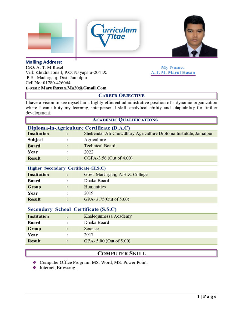 ATM Maruf Hasan Cv for 25 | PDF