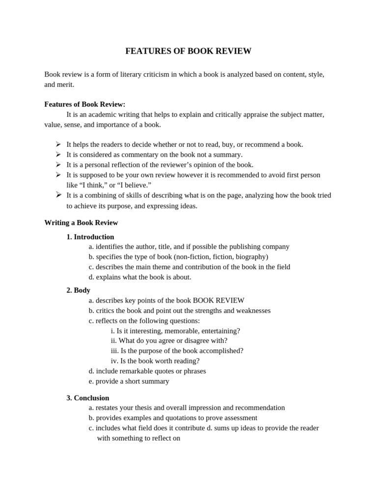 Features of Book Review | PDF