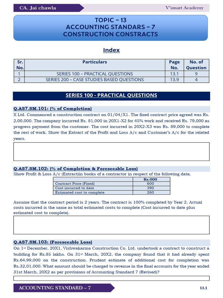 As 7 - Construction Contracts | PDF | Cost | Revenue