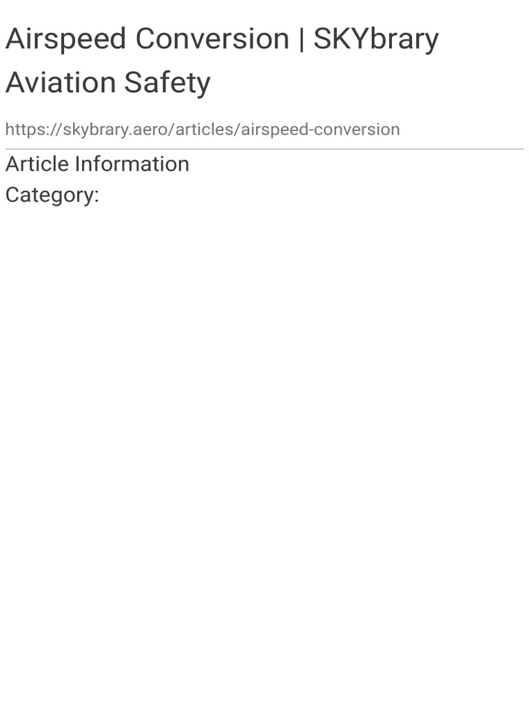 Airspeed Conversion Explained | PDF