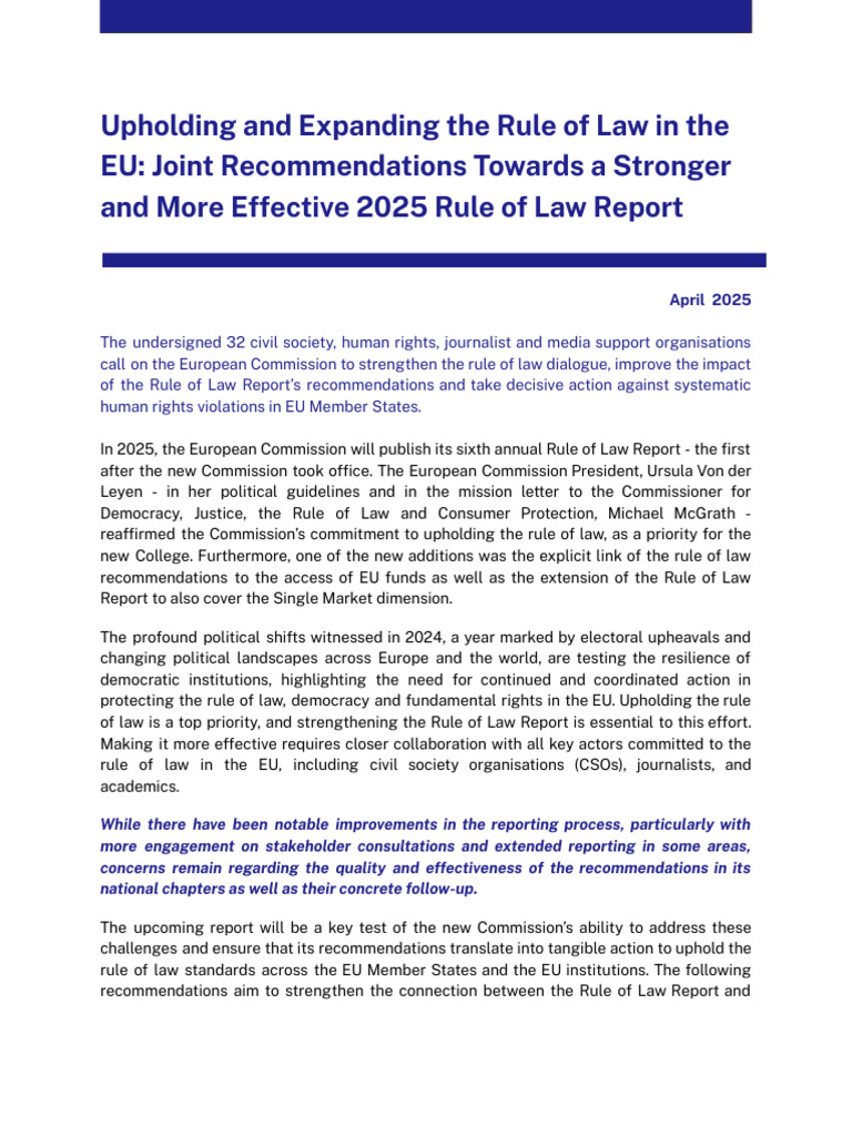 Upholding and Expanding the Rule of Law in the EU: Joint ...