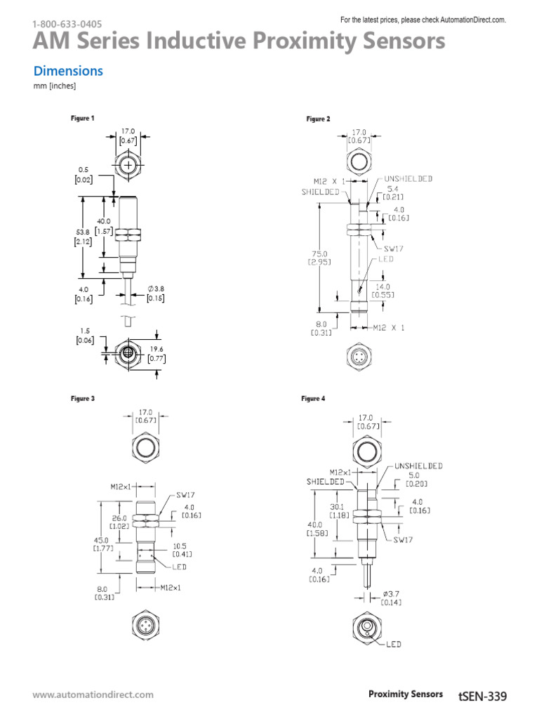 AM Series Inductive Proximity Sensors Specs | PDF
