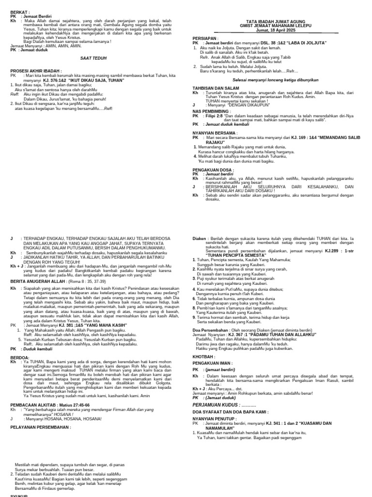 Tata Ibadah Jumat Agung | PDF
