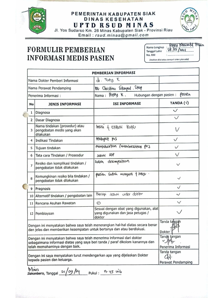 Formulir Informasi Medis Pasien | PDF