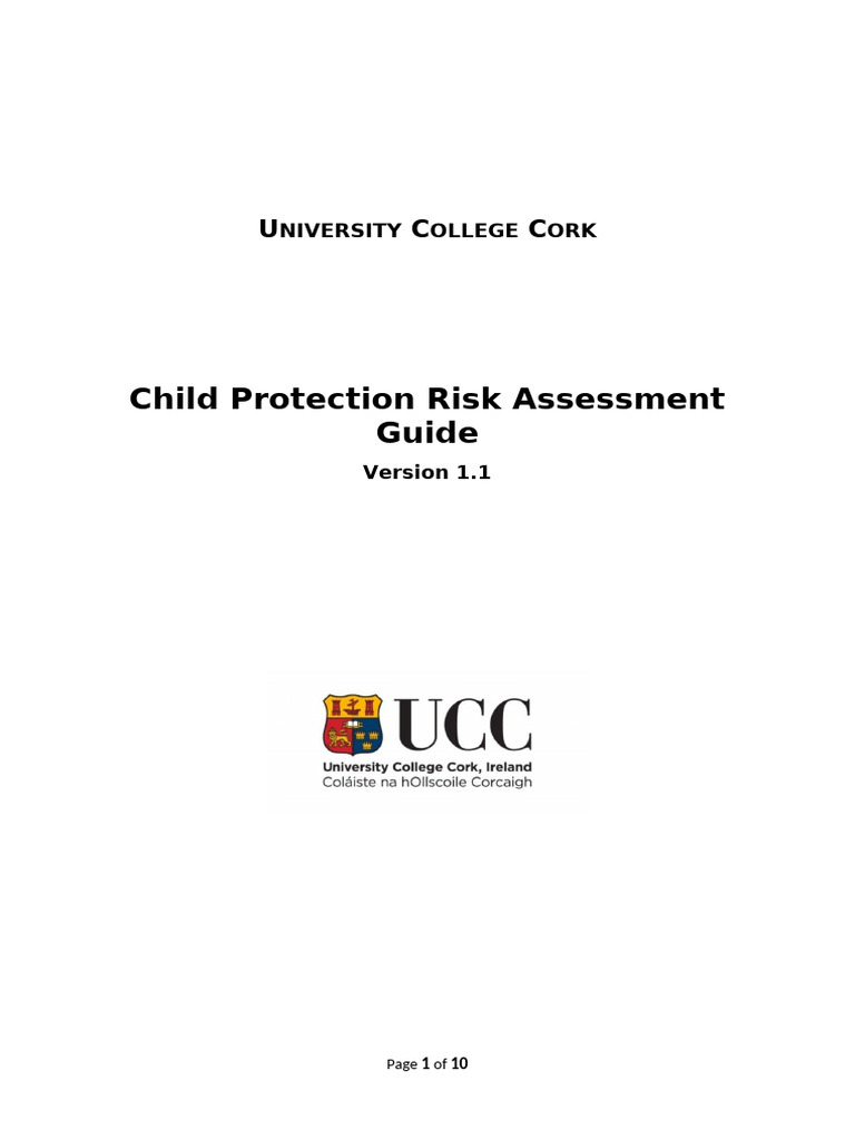 Child Protection Risk Assessment Guide: Niversity Ollege ORK | PDF ...