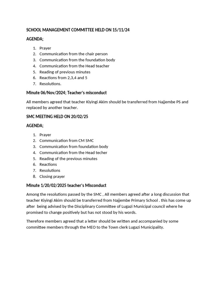 SMC Meeting Minutes: Nov 2024 & Feb 2025 | PDF