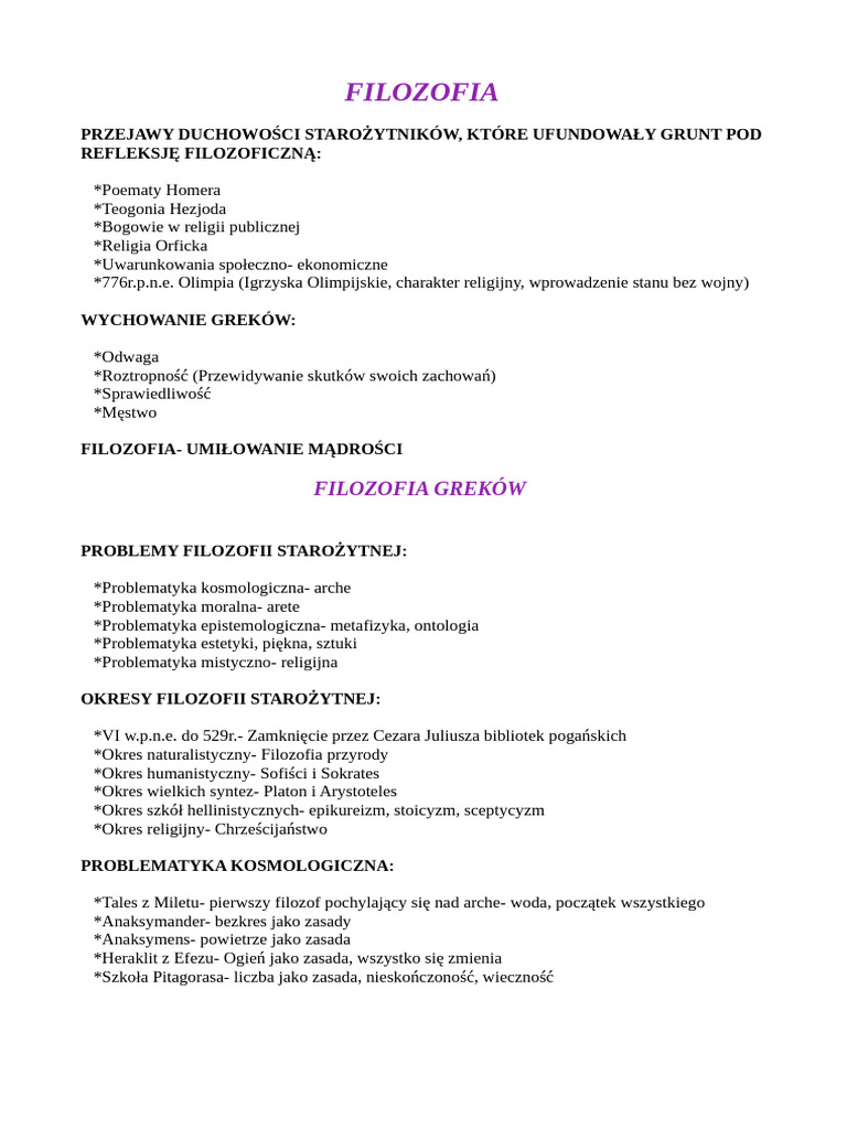 Notatki Filozofia | PDF