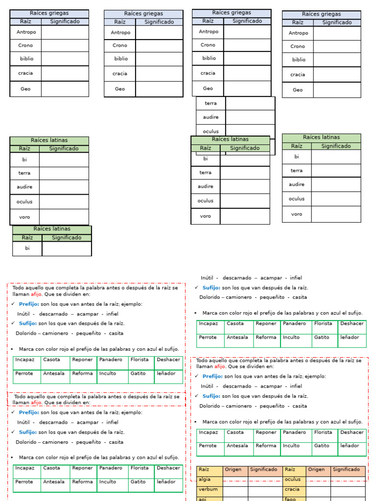 Raíces Griegas Sufijos y Prefijos | PDF | Gramática | Semiótica