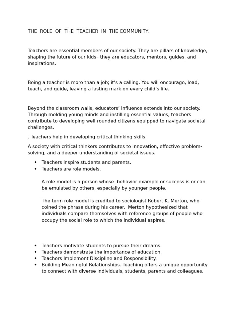 Teachers Roles | PDF