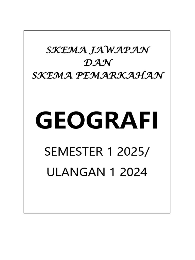 Skema Sem 1 Geografi 2025 - Pahang | PDF