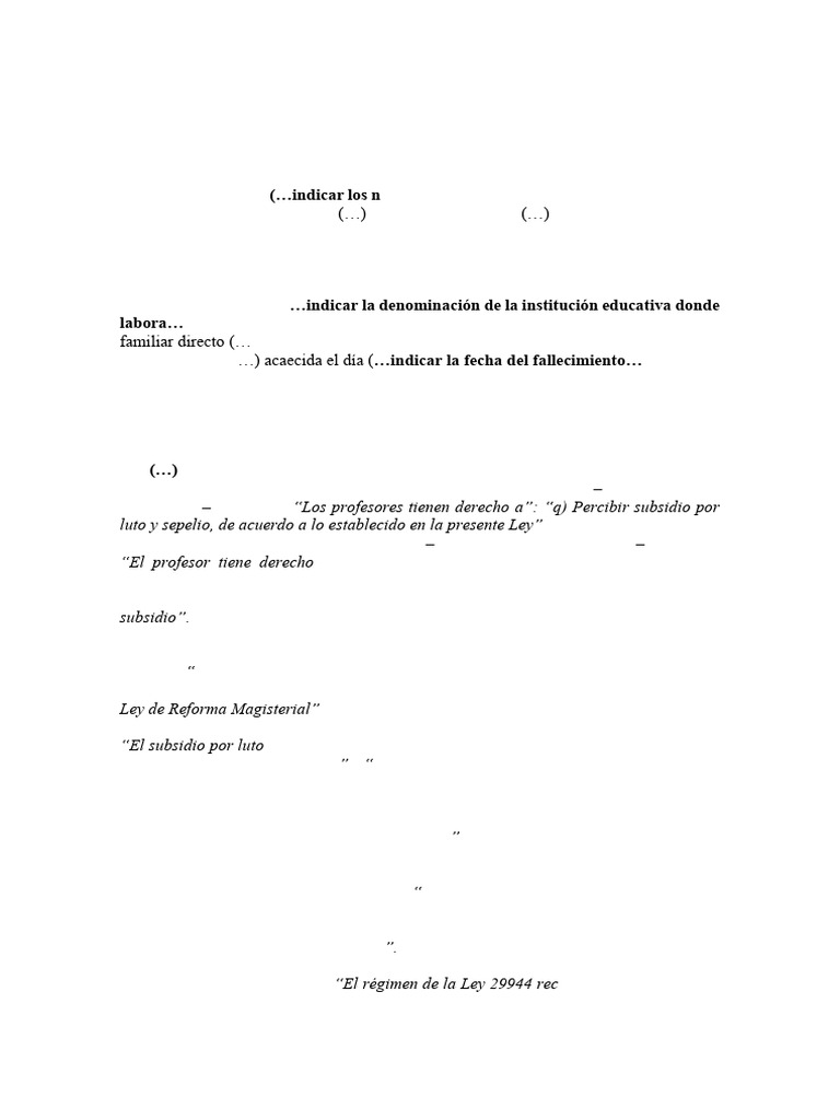 Solicitud de Subsidio por Luto y Sepelio | PDF