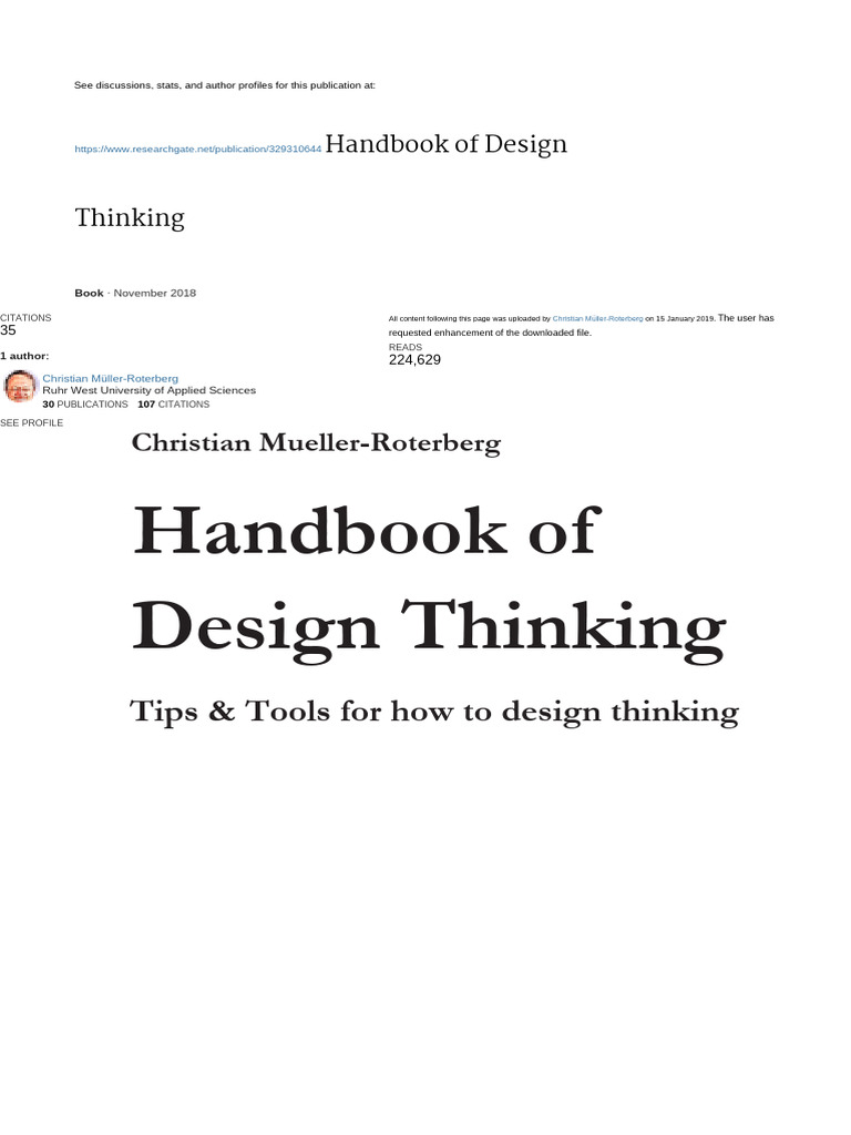 Handbook of Design Thinking Ebook Kindle Excerpt | PDF | Design ...