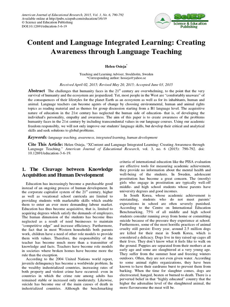 Content and Language Integrated Learning | PDF | Violence | Knowledge